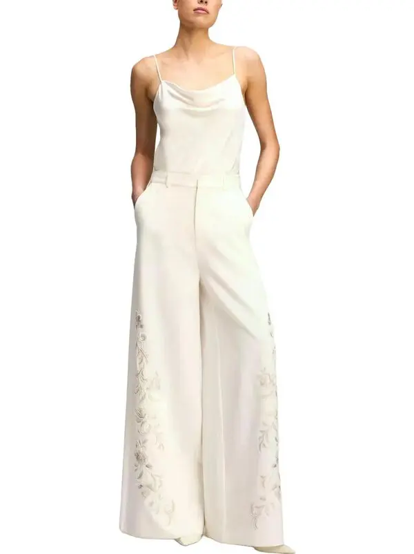 Cinq À Sept Embroidered Palazzo Pants - White