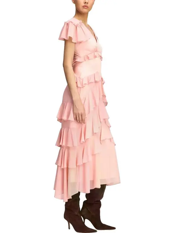 Cinq À Sept Tatum Ruffled Tiered Midi Dress - Pink