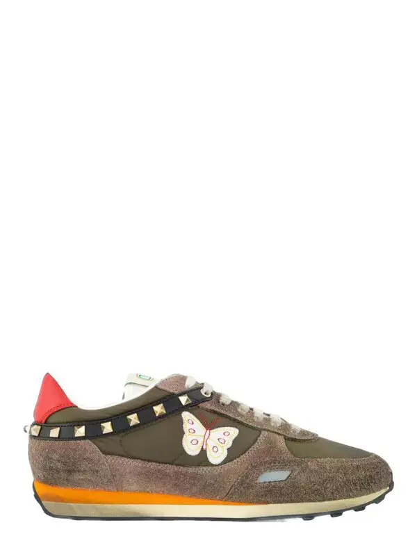 Valentino Garavani Studded Butterfly Embroidered Sneakers - Green