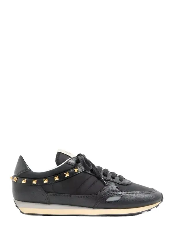 Valentino Garavani Stud Up Sneakers In Leather And Nylon - Black