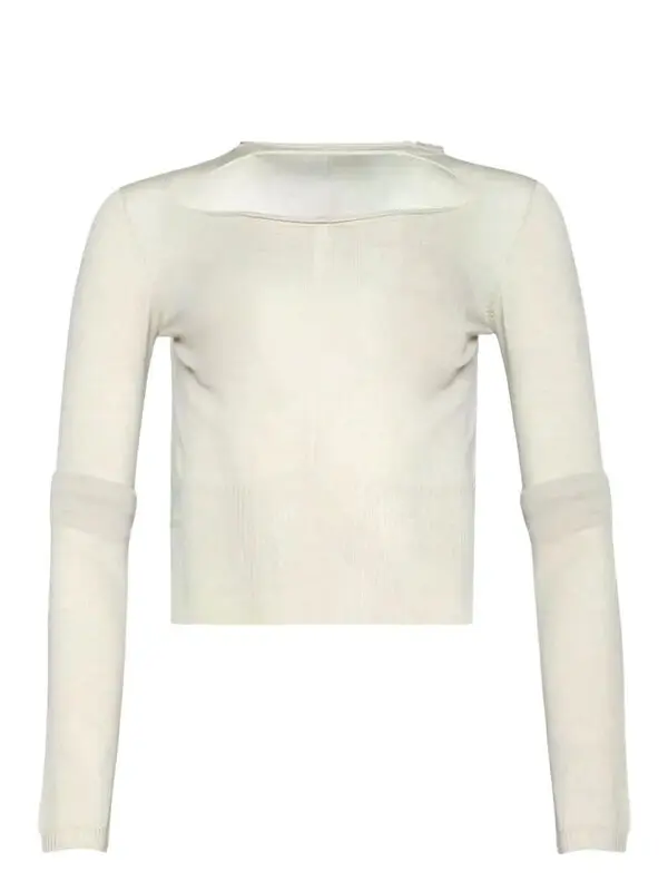 Rick Owens Cutout Cropped Knitted Sweater - Neutrals
