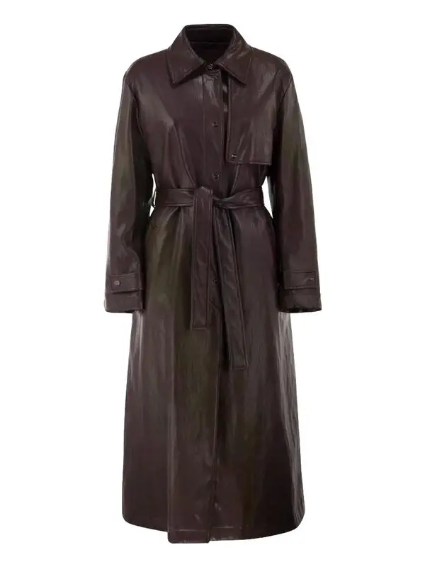 Herno Belted Leather-effect Trench Coat - Red