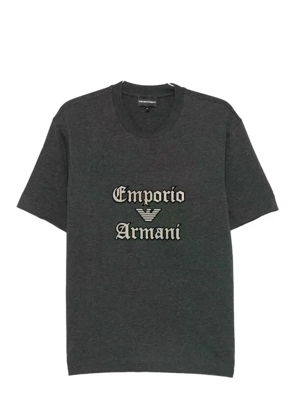 Emporio Armani Logo-embroidered T-shirt - Grey