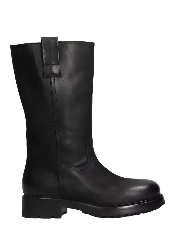STRATEGIA SHOES Pull-tab Leather Boots - Black