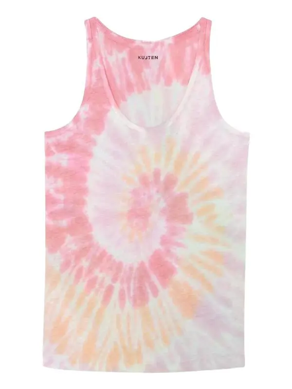 KUJTEN Soft Sunny Tie-dye Scoop-neck Tank Top - Pink