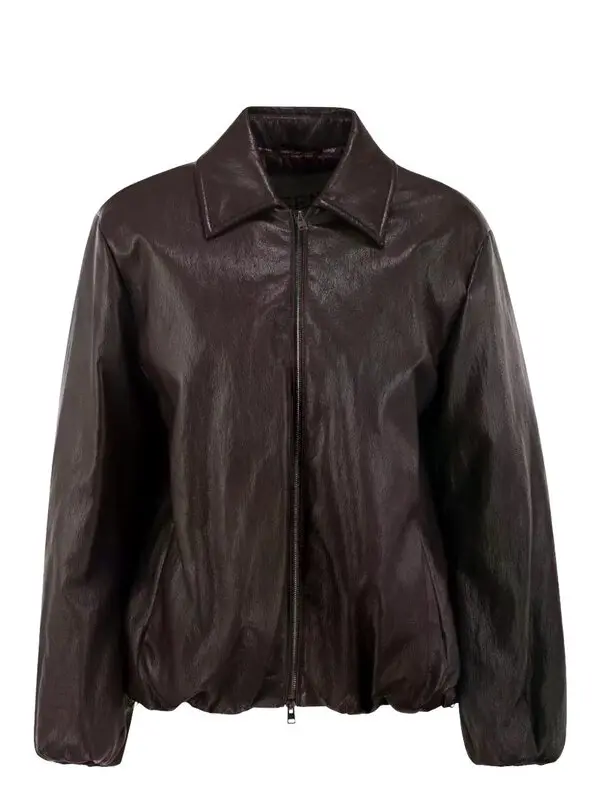 Herno Faux-leather Bomber Jacket - Red