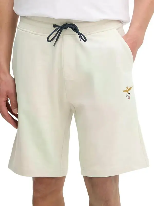 AERONAUTICA MILITARE Logo-embroidered Drawstring Shorts - Neutrals