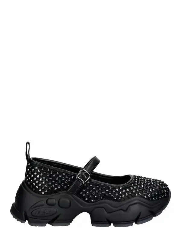 BUFFALO Ballerina Flats With Crystal Embellishments - Black