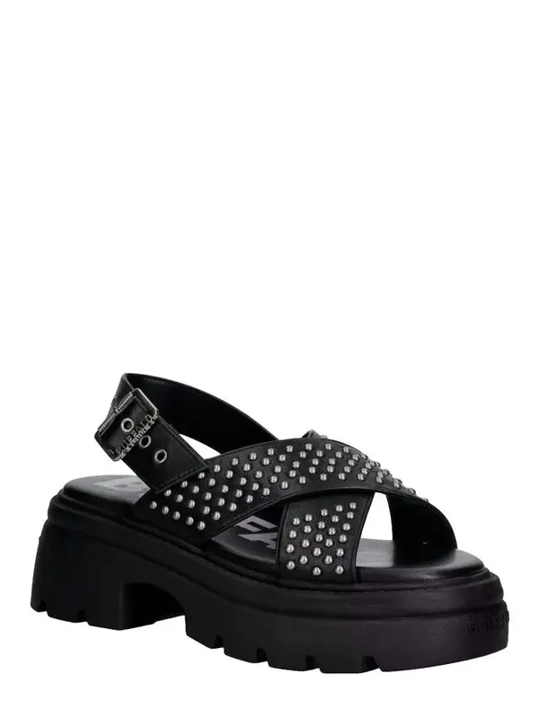 BUFFALO Vega Cross Studded Platform Sandals - Black