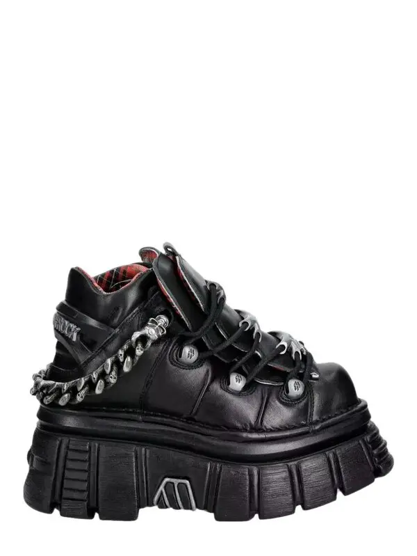NEW ROCK Metallic Platform Chain-link Boots - Black