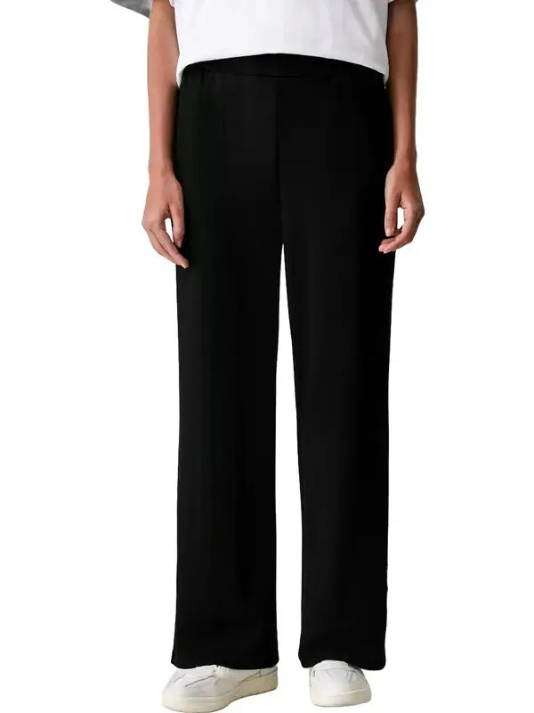 Armani Exchange Logo-embroidered Wide Leg Track Pants - Black