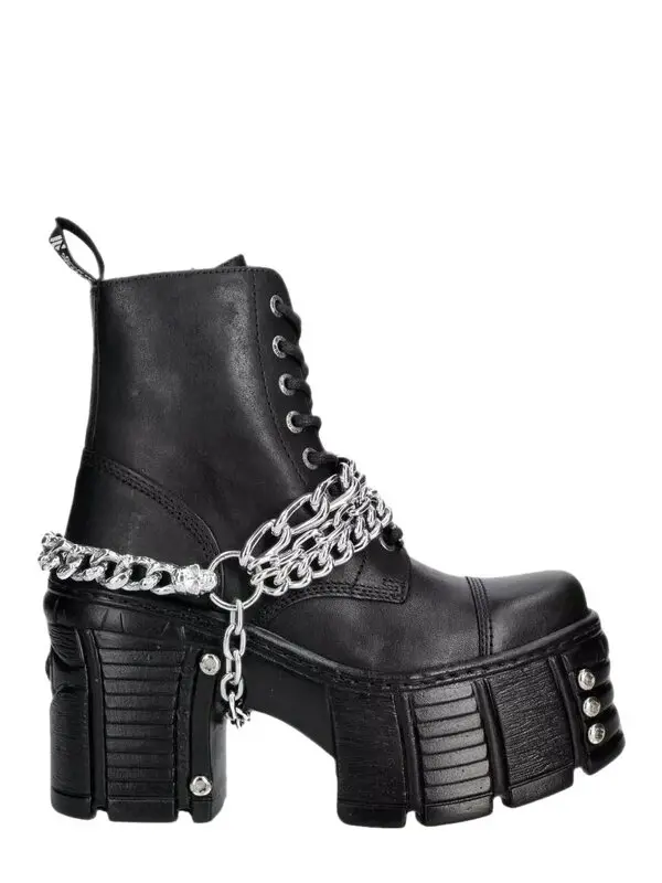 NEW ROCK Chain-detail Platform Boots - Black