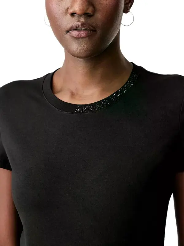 Armani Exchange Rhinestone-logo T-shirt - Black