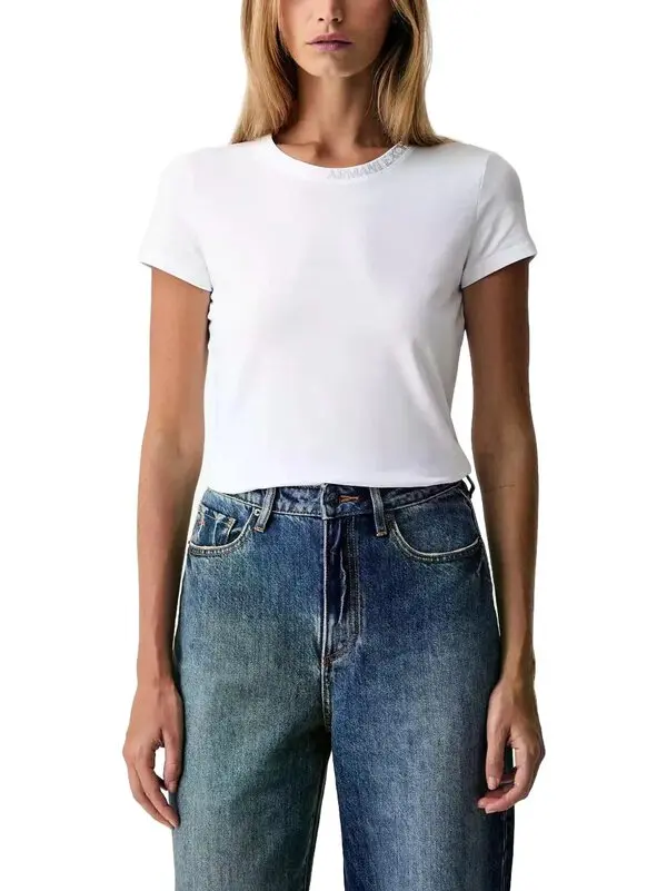 Armani Exchange Rhinestone-logo T-shirt - White