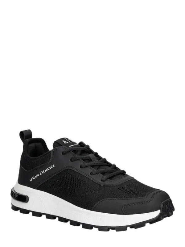 Armani Exchange Logo Print Mesh Panel Sneakers - Black