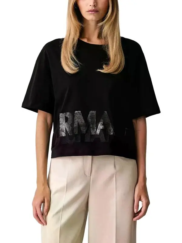 Armani Exchange Sequin-logo T-shirt - Black