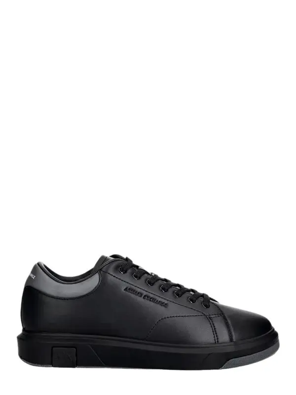 Armani Exchange Logo Embossed Lace-up Sneakers - Black