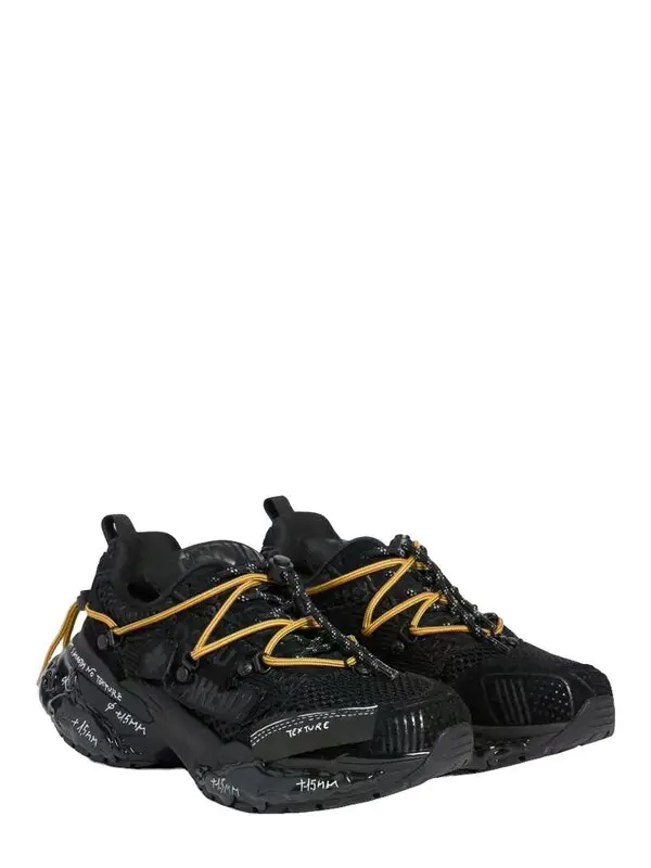 Dsquared2 Faster" Lace-up Sneakers With Patchwork And Scribbled Detailing - Black