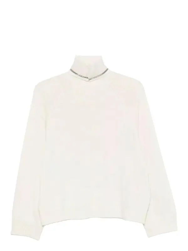 Brunello Cucinelli Fine Knit Monili-chain Embellished Sweater - Grey