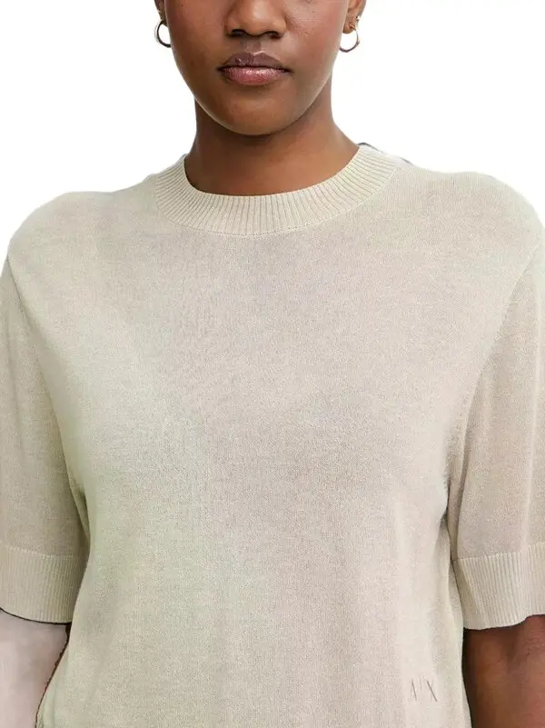 Armani Exchange Open-back Ribbed-trim Top - Neutrals