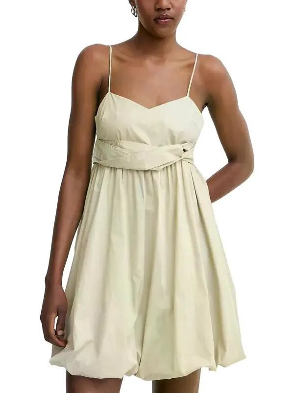 Armani Exchange Twist-detail Bubble-hem Mini Dress - Neutrals