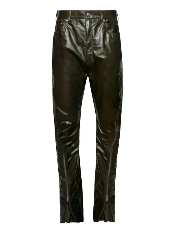 Rick Owens Zip-detail Leather Trousers - Green