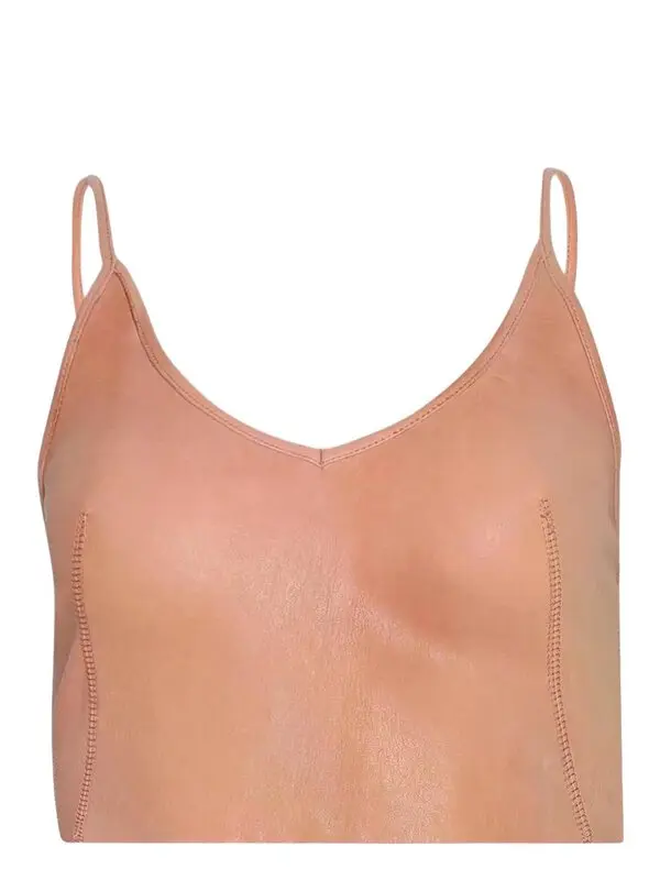 Rick Owens V-neck Leather Top - Orange