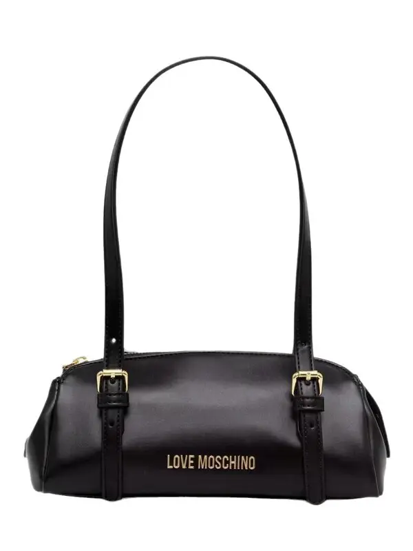 Moschino Buckle-detail Logo-plaque Shoulder Bag - Black