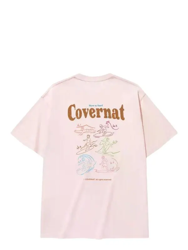 COVERNAT Surfing Motion Graphic-print Cotton T-shirt - Pink