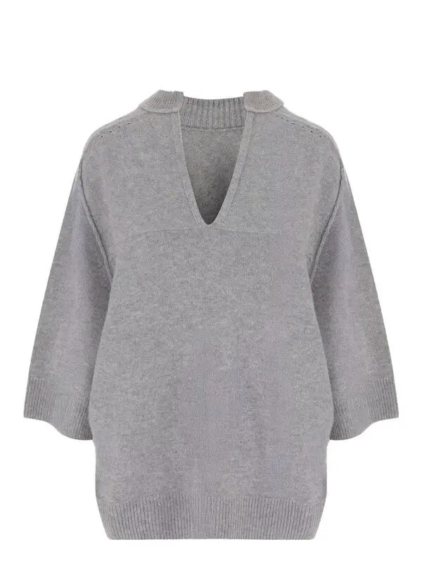 Carven Cashmere V-neck Sweater - Grey