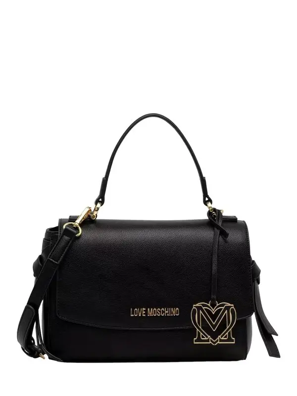 Moschino Logo-plaque Grained-effect Tote Bag - Black