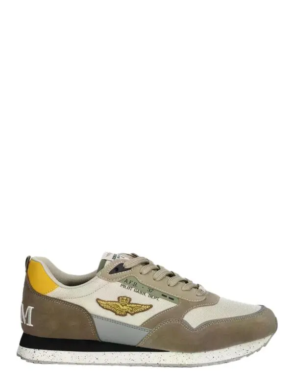 AERONAUTICA MILITARE Logo Embroidered Paneled Sneakers - Brown