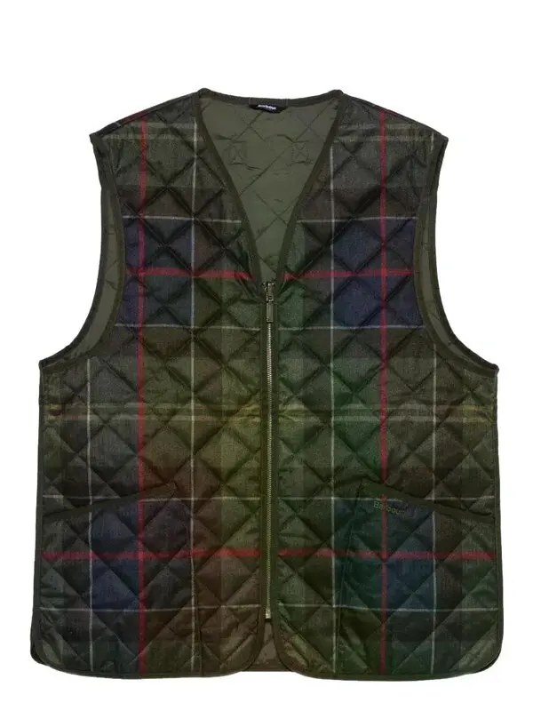 Barbour Quilted Tartan Waistcoat - Green