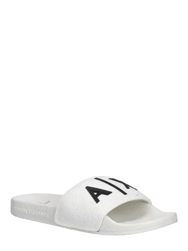 Armani Exchange Mesh-texture Slides - White