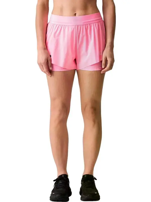EA7 Layered Logo Print Shorts - Pink