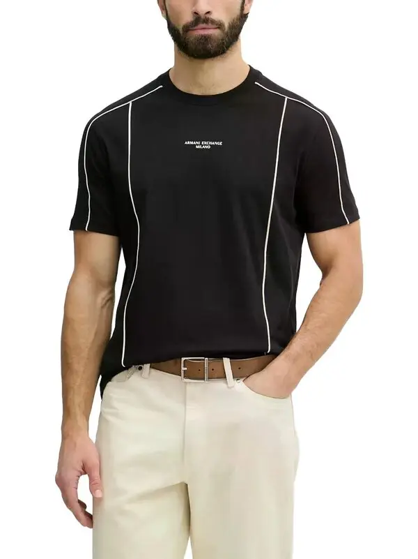 Armani Exchange Piping-detail Logo-print T-shirt - Black