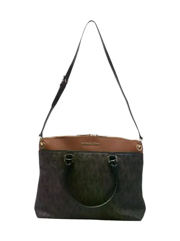 Michael Kors 2022 Large Aubrey Signature Satchel Bag - Brown
