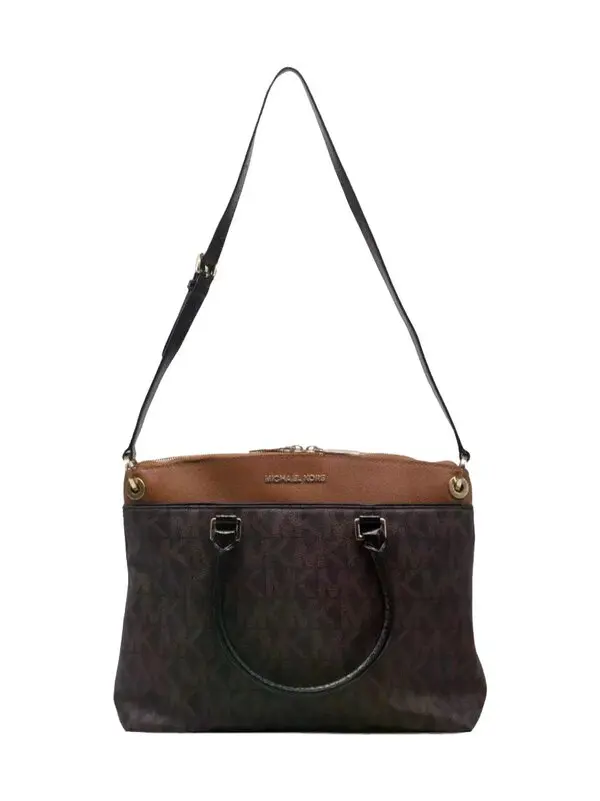 Michael Kors Large Aubrey Signature Satchel Bag - Brown