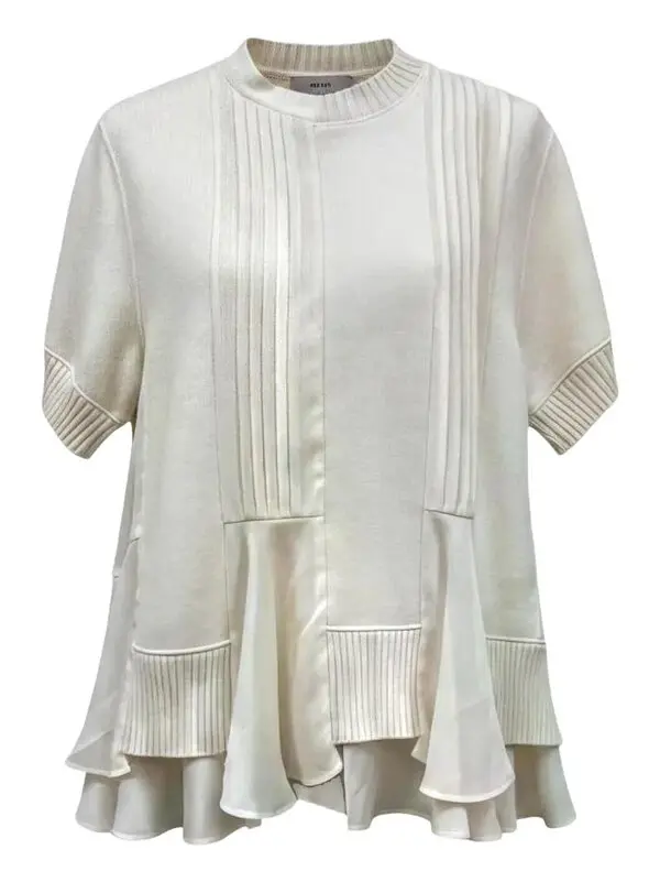 Sacai Ruffled Pleated T-shirt - White