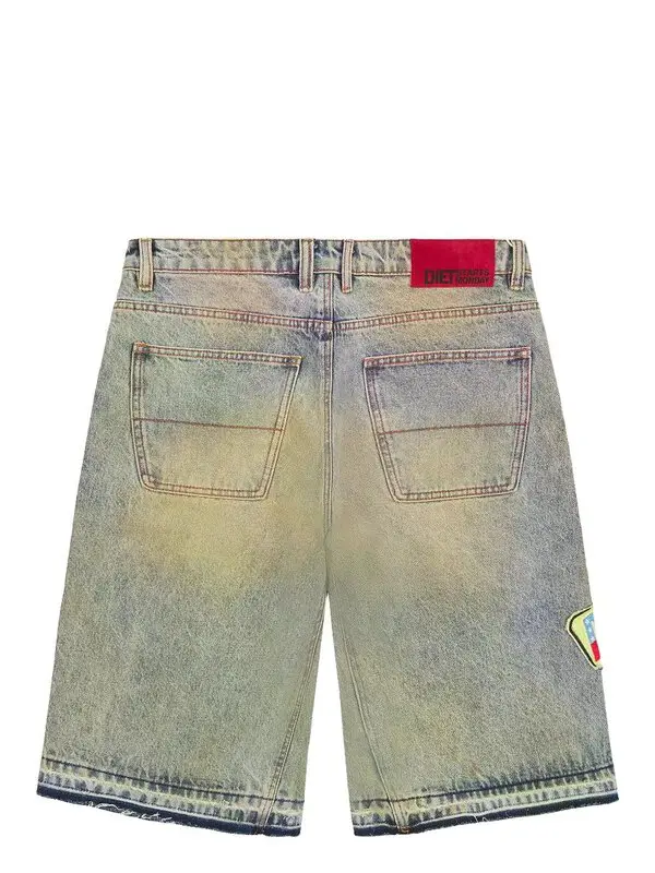 DIET STARTS MONDAY Venice Distressed Patchwork Denim Shorts - Blue