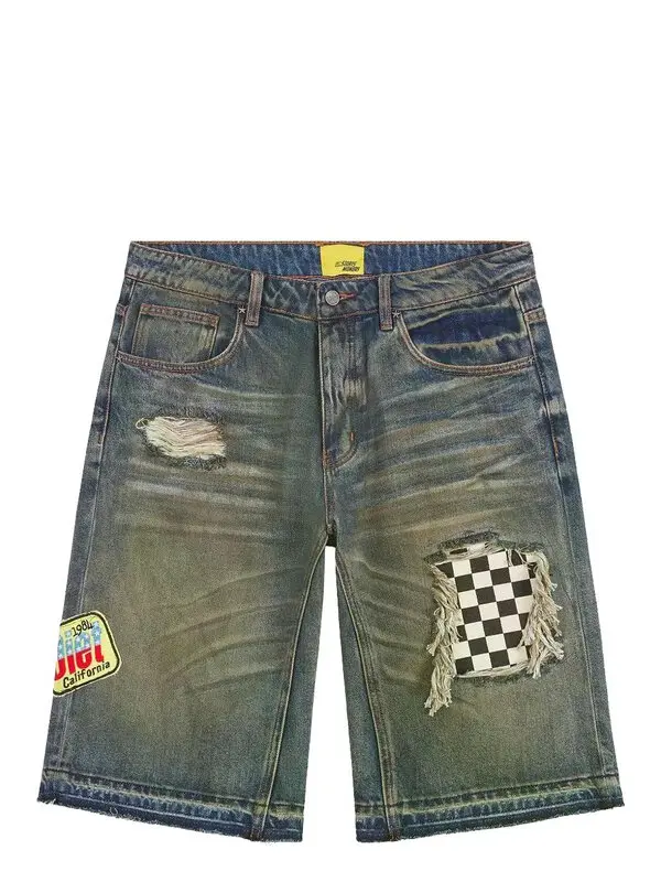 DIET STARTS MONDAY Venice Distressed Denim Shorts - Blue