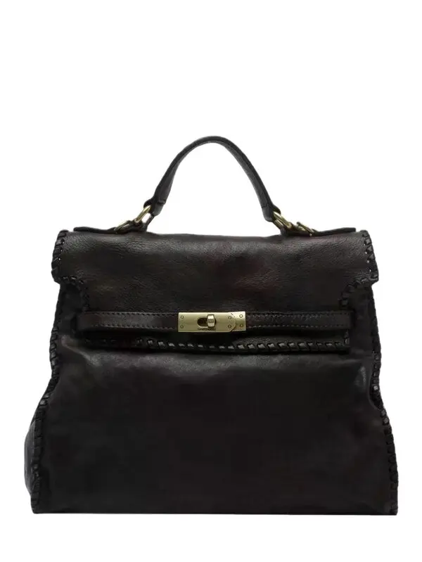 CAMPOMAGGI Ginevra Whipstitch-trim Leather Shoulder Bag - Brown