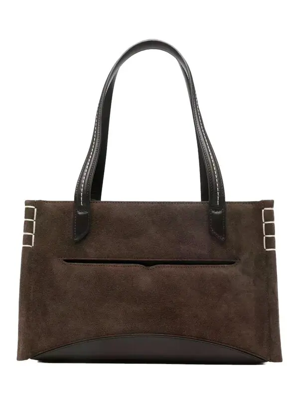 JW Anderson Contrast Stitch Suede Tote - Brown