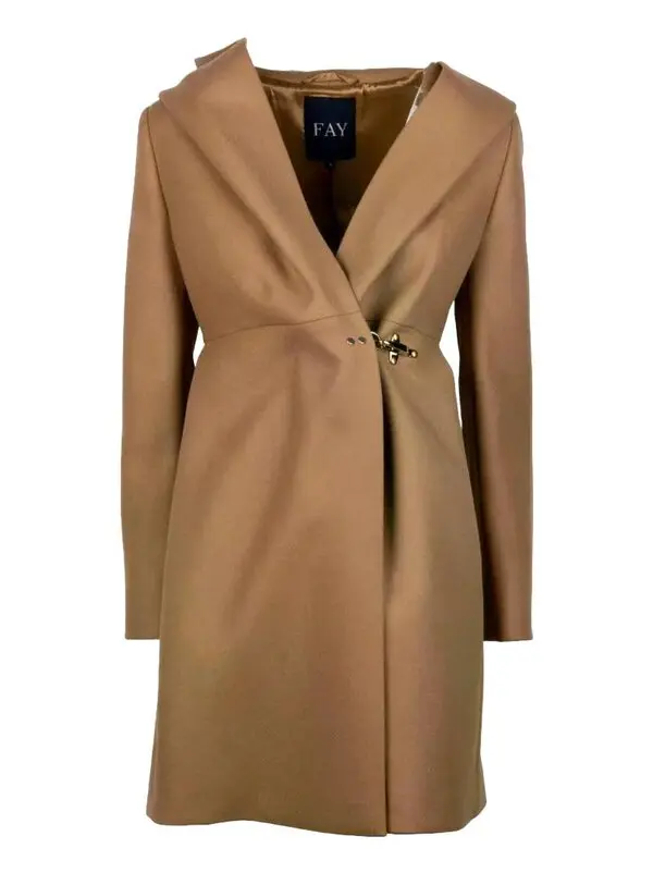 FAY Hooded Lobster-claw Fastening Coat - Brown