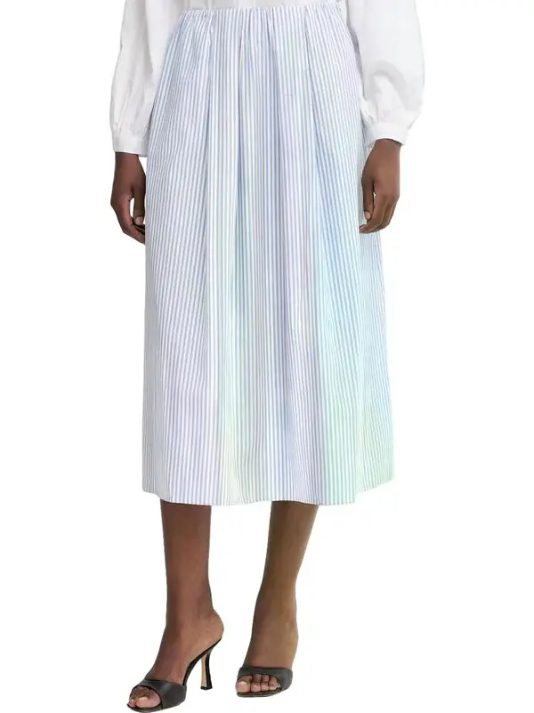 Armani Exchange Vertical Stripe Pleated Midi Skirt - Blue