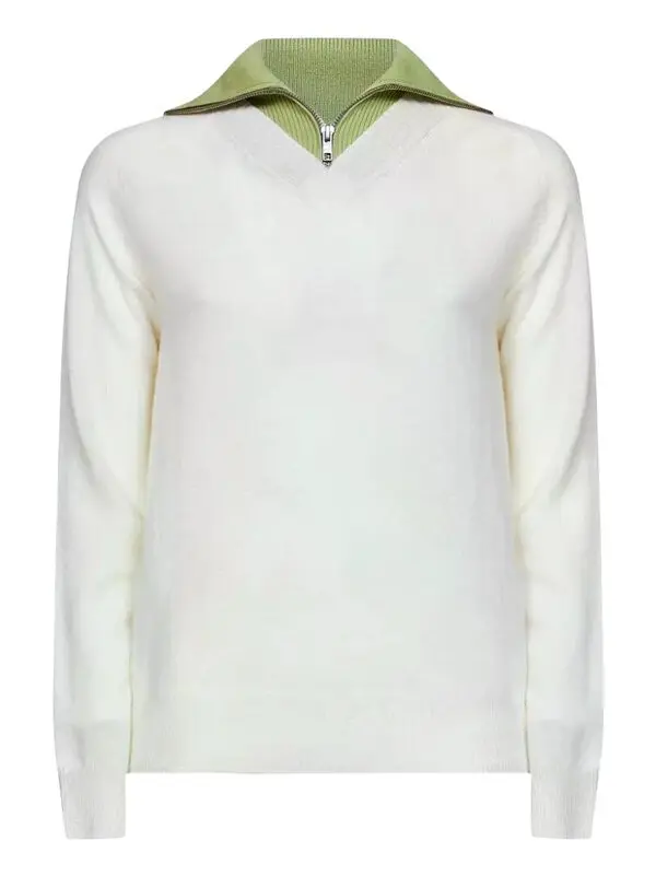 MAISON MARGIELA Layered-effect Zip-collar Sweater - White