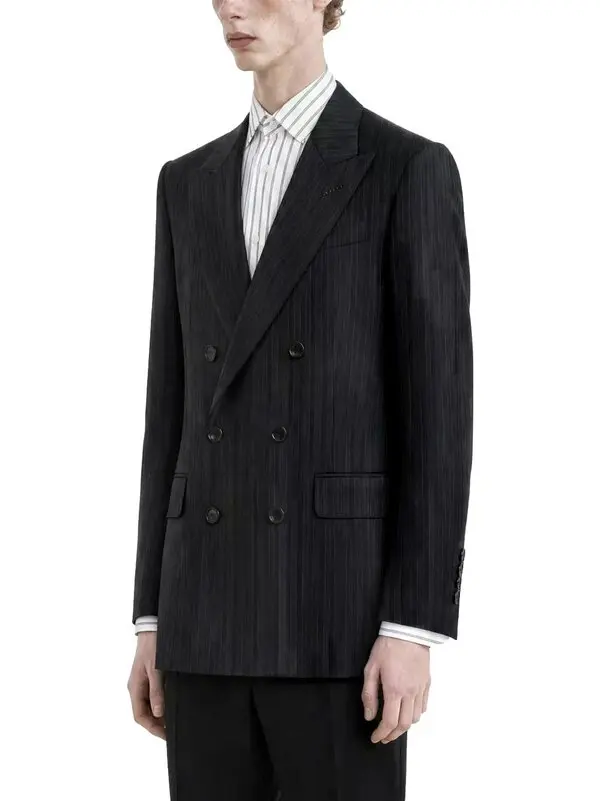 TOM FORD Stripe-pattern Double-breasted Blazer - Black