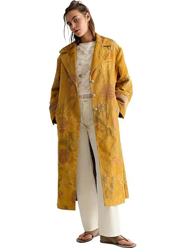 Free People Laurel Canyon Coat - Yellow Combo