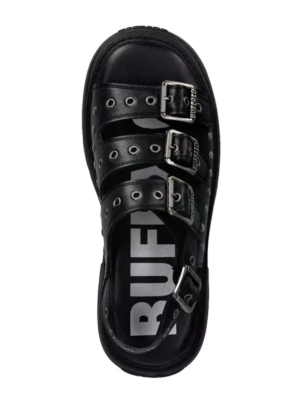 BUFFALO Athena Platform Sandals With Buckle And Eyelet Embellishments - Black
