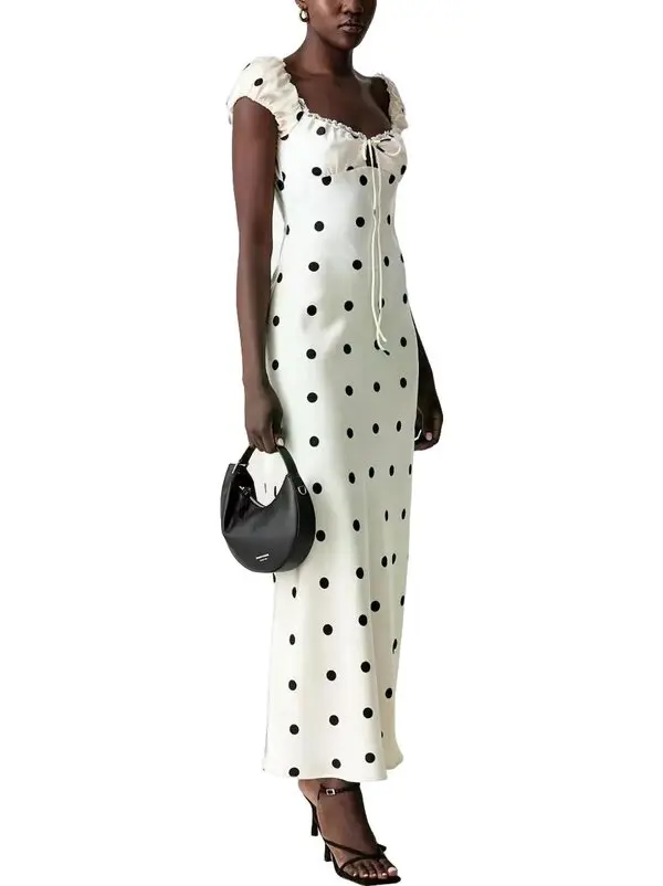 Bardot Stasia Polka-dot Lace-trim Maxi Dress - White